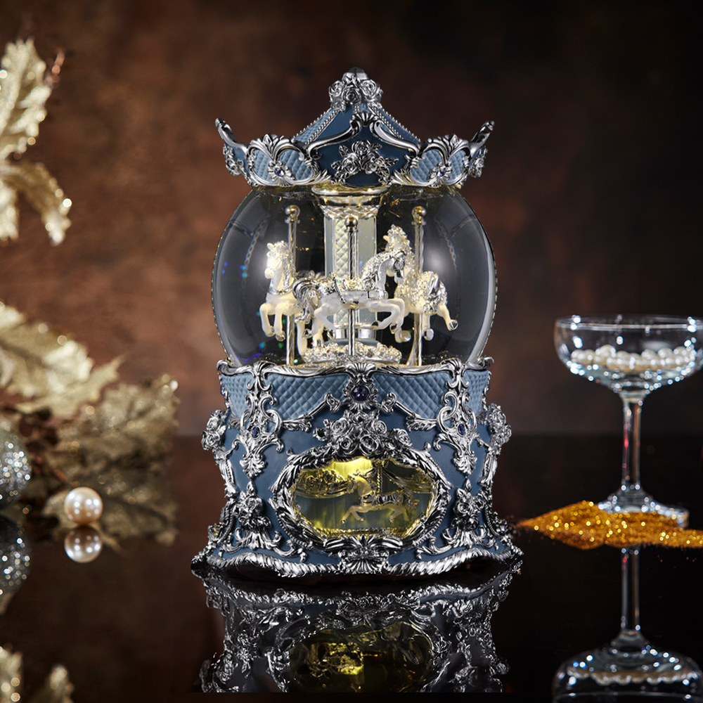 王者之尊旋转木马(灰蓝绿) 水晶球音乐盒 情人禮物 | 赞尔JARLL品牌官方网站